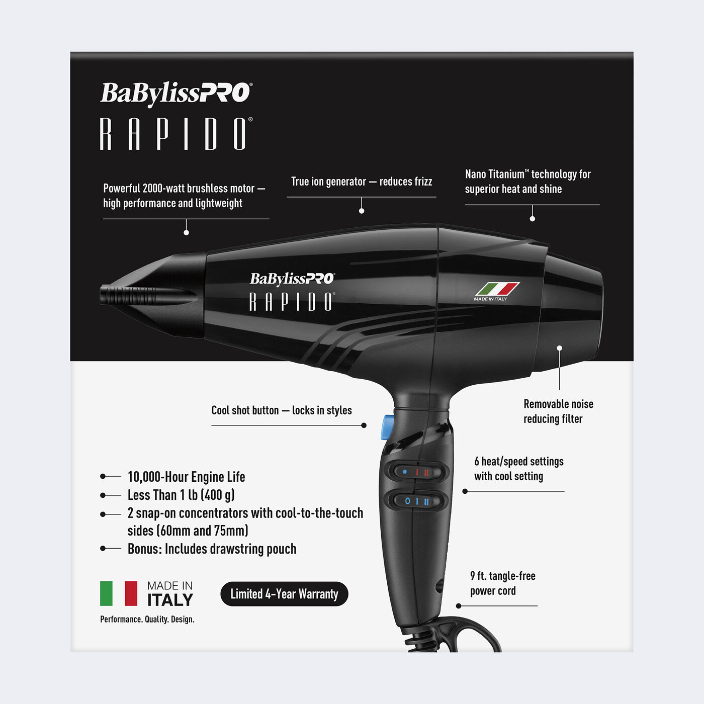 BaBylissPRO Rapido Dryer (BLACK)