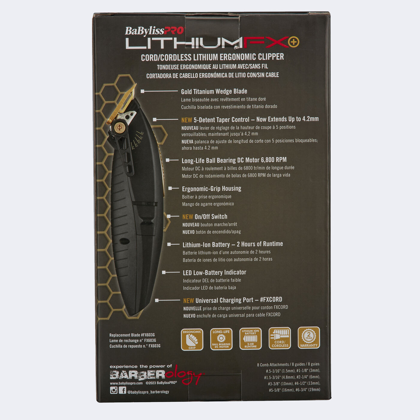 BaBylissPRO LithiumFX Cord/Cordless Lithium Ergonomic Clipper