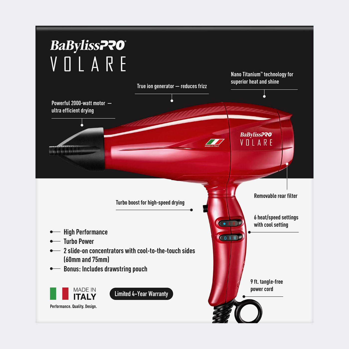 BaBylissPRO Volare V1 Hair Dryer (RED)