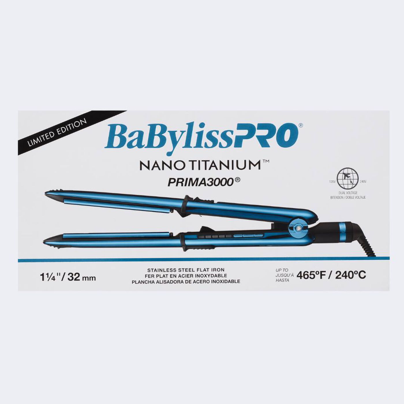 Nano Titanium 1.25" Prima Flat Iron (Black & Blue) | BaBylissPRO